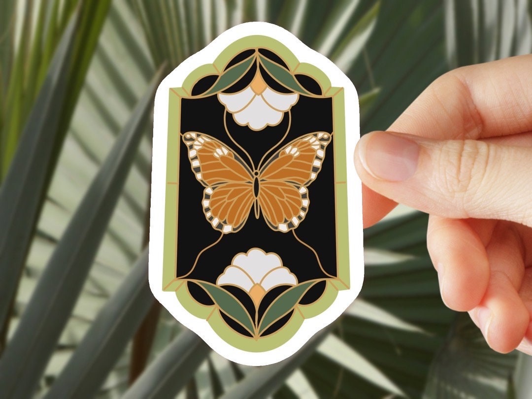 Butterfly Stained Glass Monarch Sticker for Water Bottle - Etsy