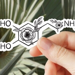 Dopamine Molecule Chemistry Sticker for Journal, Water Bottle, Phone ...