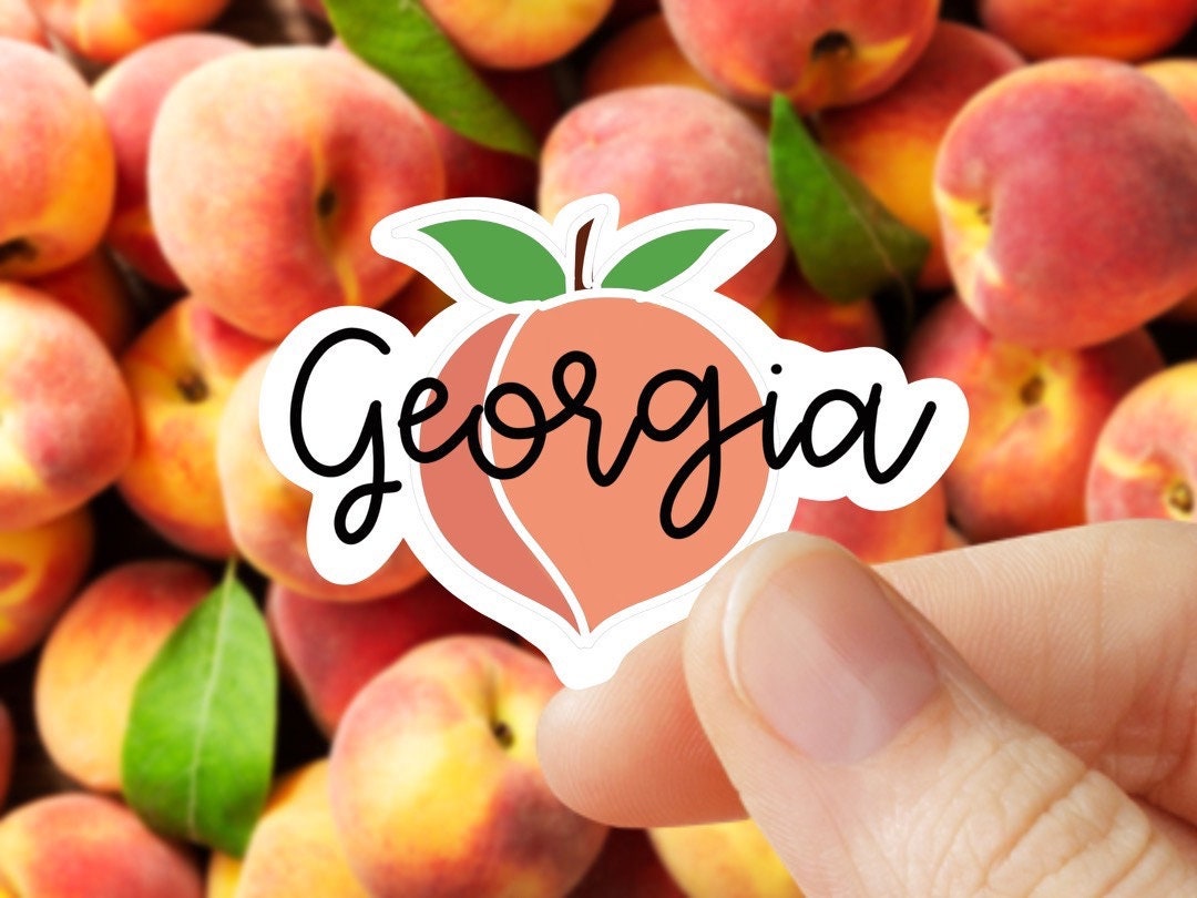 Georgia - Peach - GA - Sticker for Journal, Water Bottle, Phone, Laptop ...