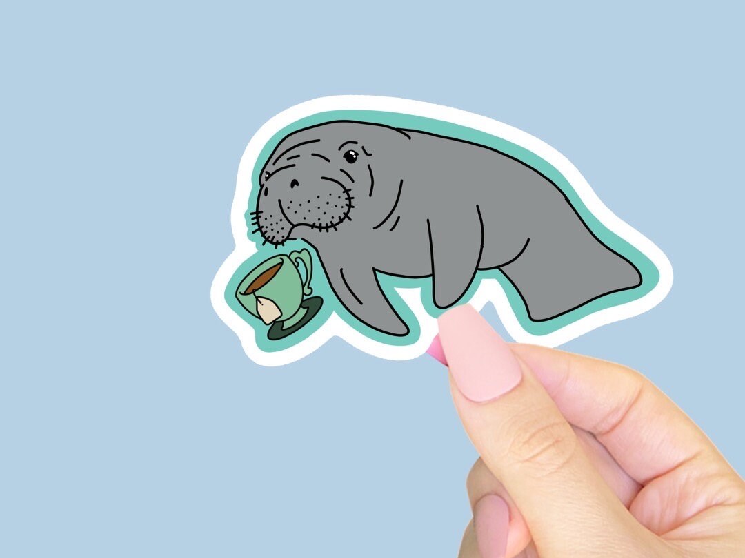 Manatee Mana Tea Sea Cow Tea High Tea Cute Manatee Sticker for Journal ...