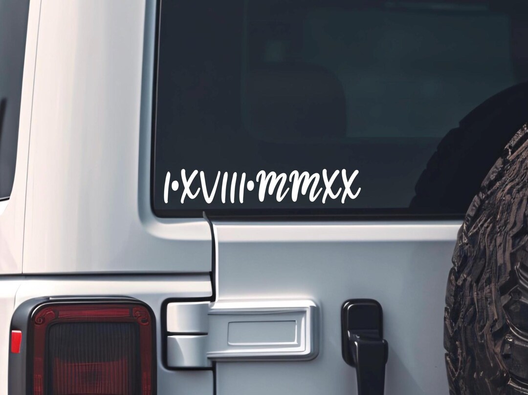 Roman Numeral Wedding Date Anniversary Vinyl Decal Car Decal Water ...