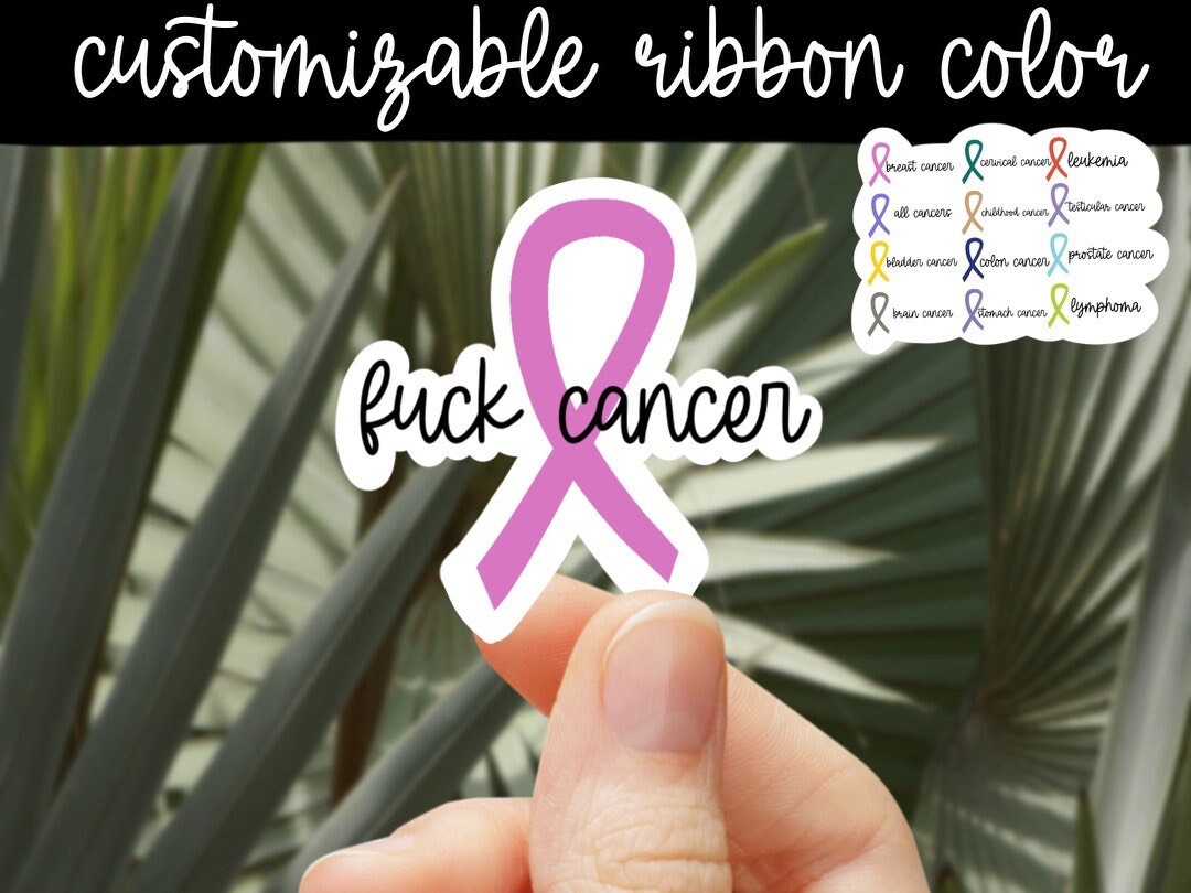 Customizable Cancer Ribbon Fuck Cancer Sticker for Journal, Water ...