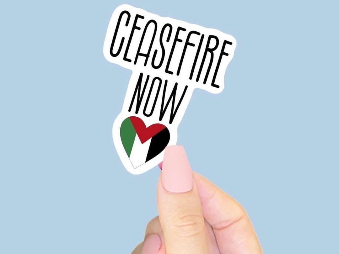 Ceasefire Now Political Palestine Sticker for Journal, Water Bottle ...