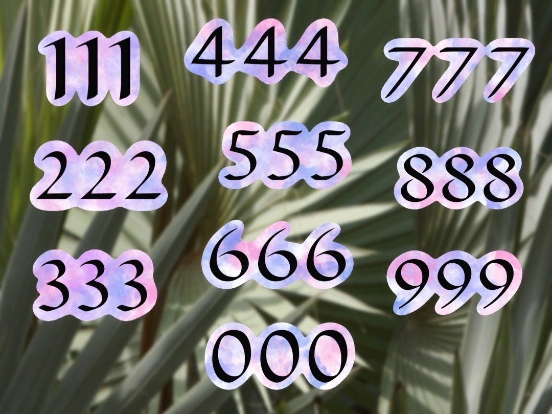 Angel Numbers 000 111 222 333 444 555 666 777 888 999 Sticker for ...