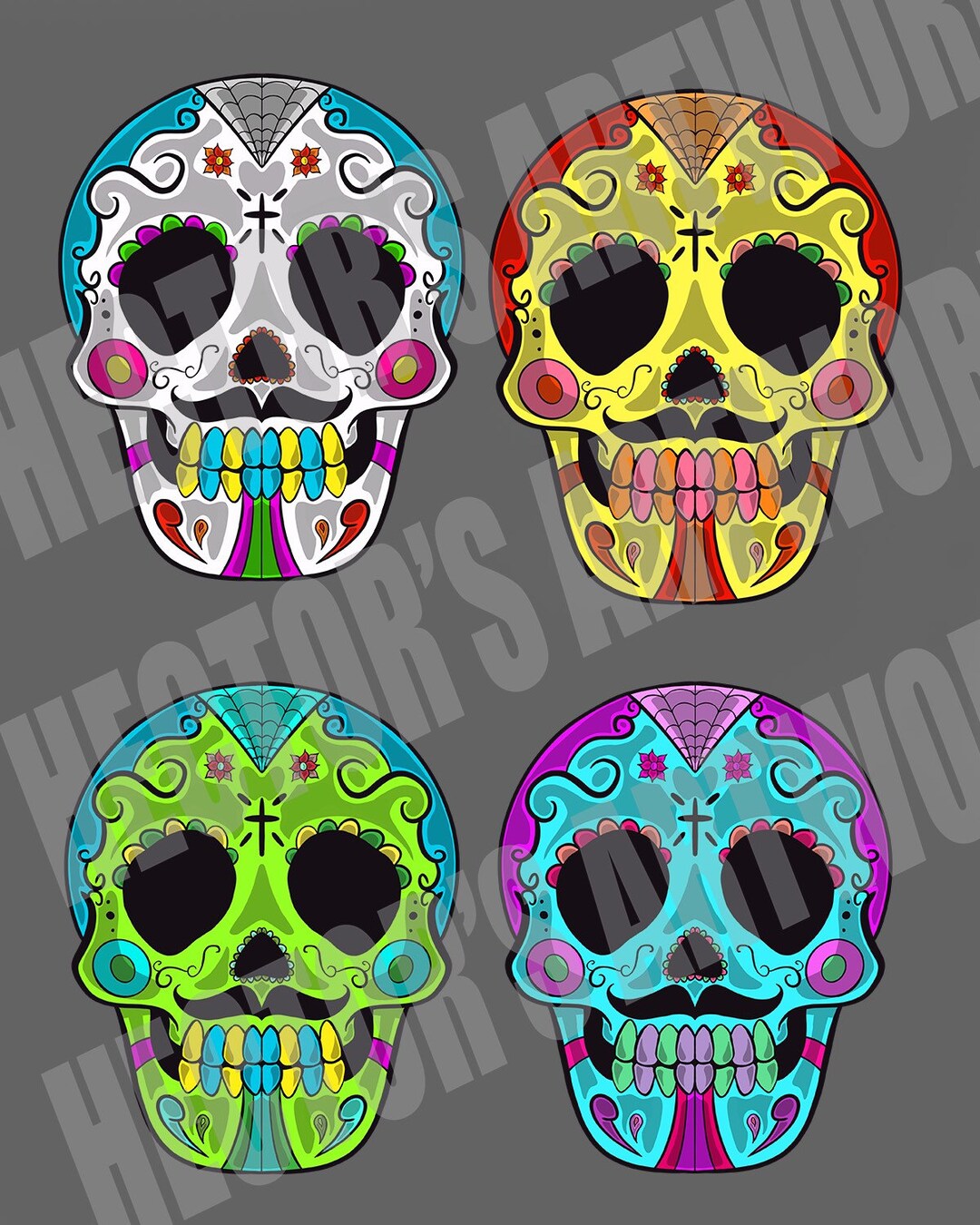 Sugar Skulls PNG Bundle | Sublimation Designs | Digital Backgrounds ...