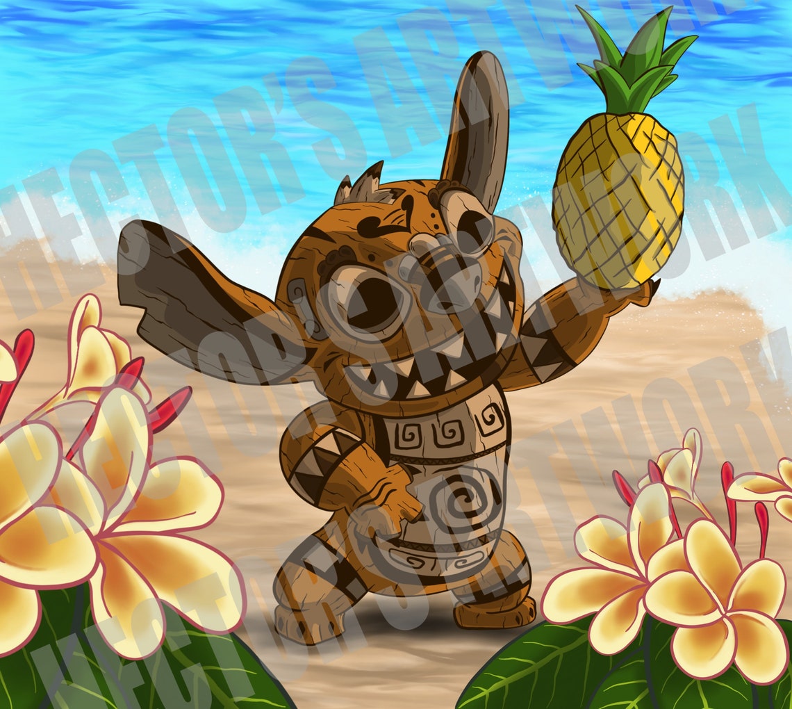 Tiki Stitch Wallpaper PNG | Hawaiian Sublimation Designs | Tiki Digital ...