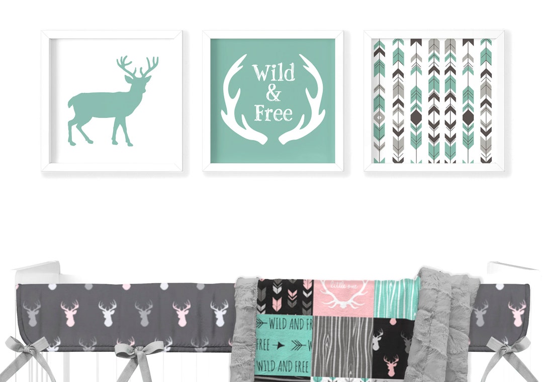 DIGITAL Printable Woodland Nursery Art, Deer Antler Arrows, TEAL wild ...