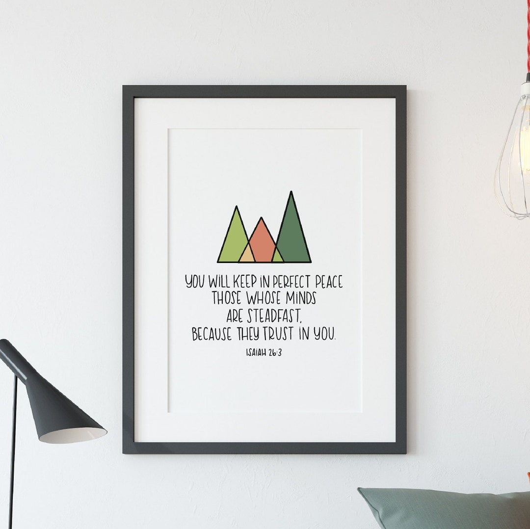 Modern Bible Verse Peace Print, Isaiah Hand Lettered Scripture Art, Old ...