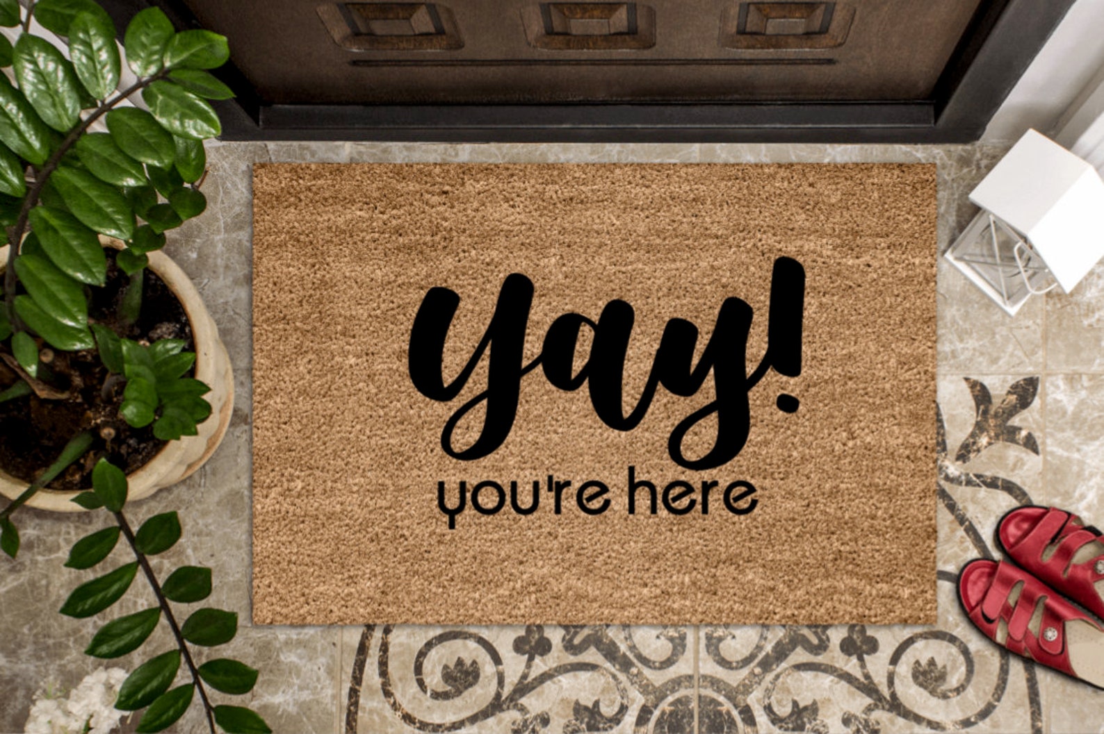 Yay You're Here Happy Welcome Mat Glad You Are Here - Etsy