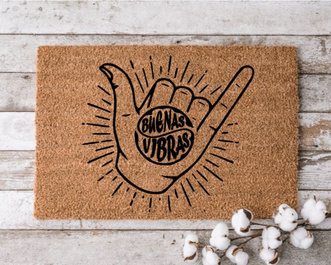 Buenas Vibras | Good Vibes Only Custom | Welcome Mat | Happy Door Rug ...