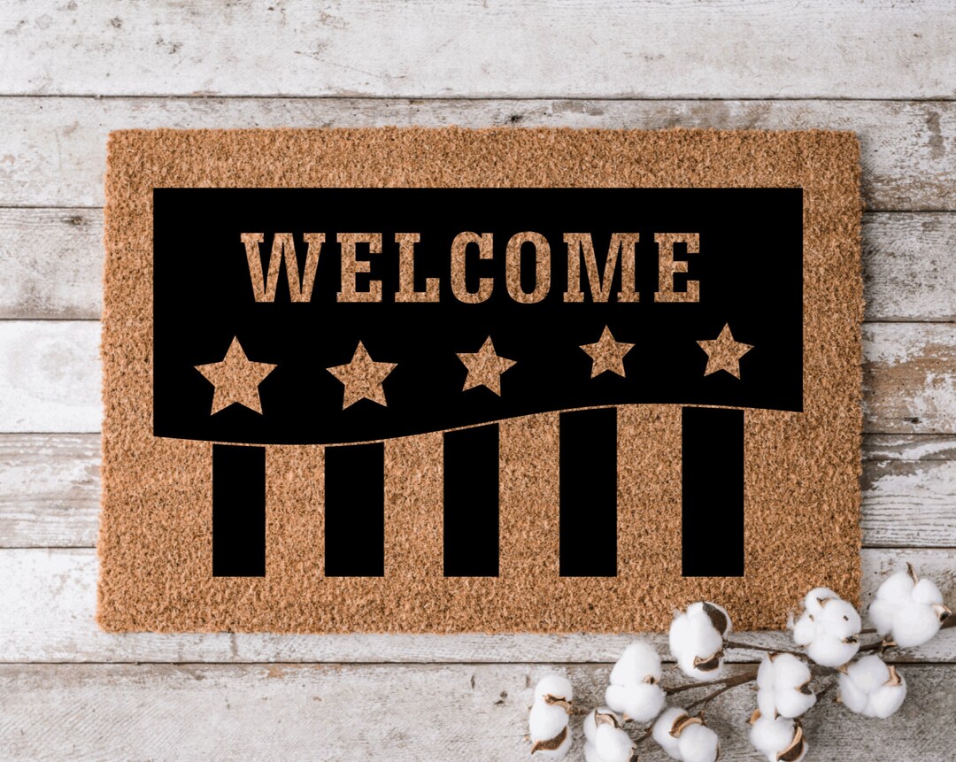 Welcome Stars and Stripes | Custom Welcome Mat | Cheerful Gift ...