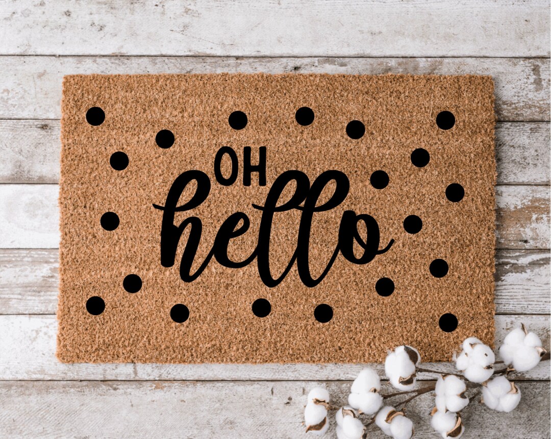 Oh Hello Spots Doormat | Custom Welcome Mat | Cheerful Gift | Personalized Doormat ...