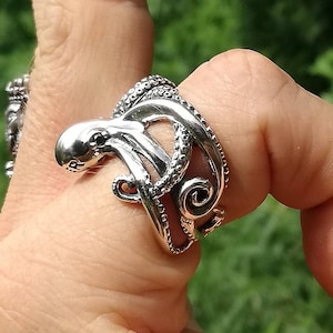 Sterling Silver Octopus Ring Eyes Black Diamonds Africa Jewelry Design ...