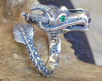 Sterling Silver Octopus Ring Eyes Green Emeralds Zambia | Etsy