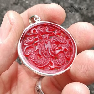 Red Dragon Pendant Carnelian Sterling Silver Jewelry Design Silver Sun ...