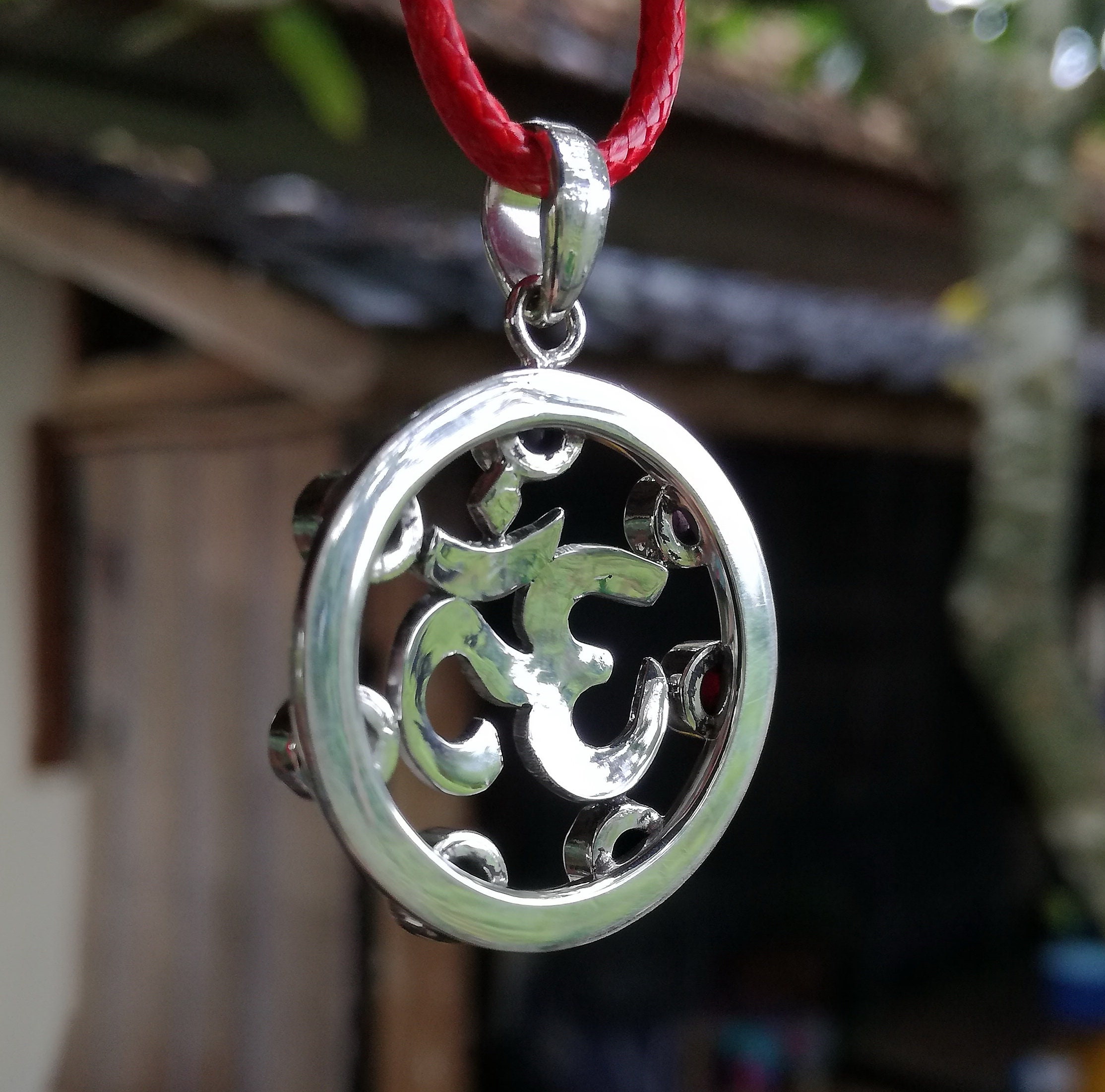 Ohm And 7 Chakra Multi-Colored Stones Pendant Sterling Silver | Etsy