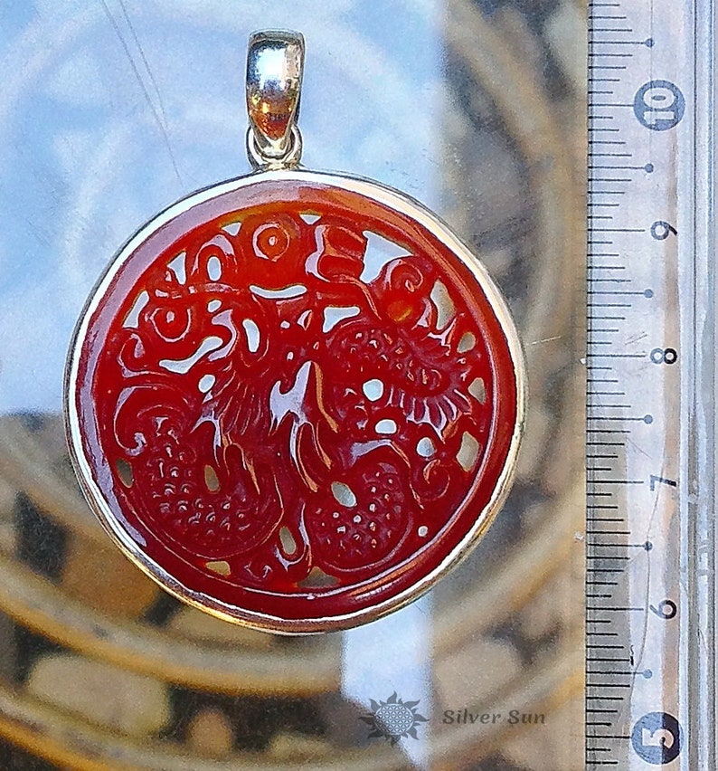 Red Dragon Pendant Carnelian Sterling Silver Jewelry Design | Etsy