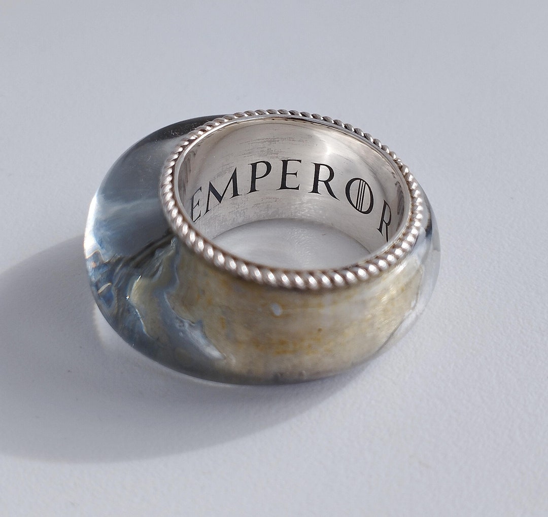 ONLY ONE Emperor Caligula Ring Antique Style Sterling Silver Obsidian ...