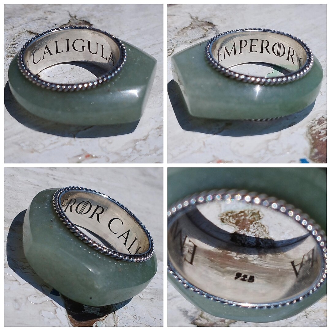 ONLY ONE Emperor Caligula Ring Sterling Silver Green Jade Stone ...