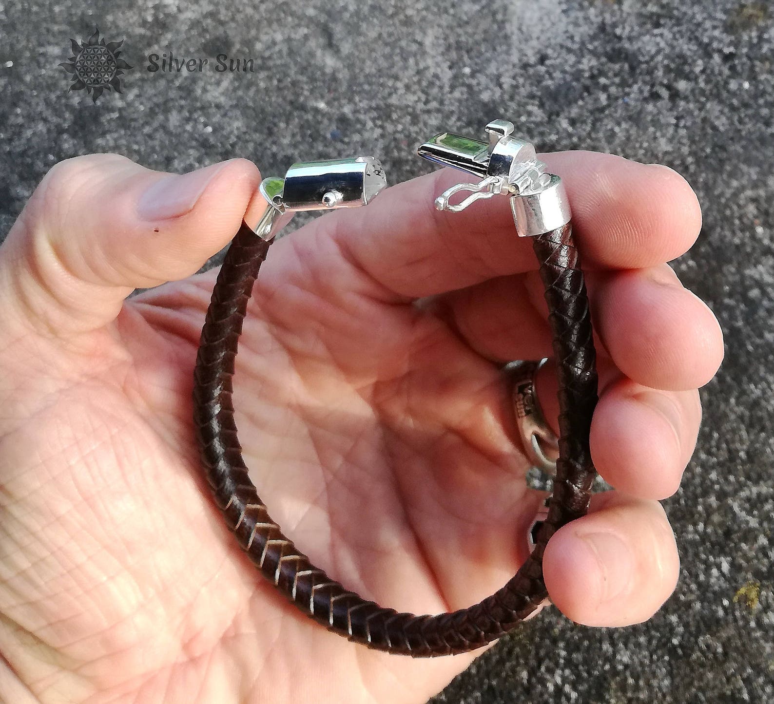 Bracelet Leather Sterling Silver Lock Black and Brown Color Includes ...