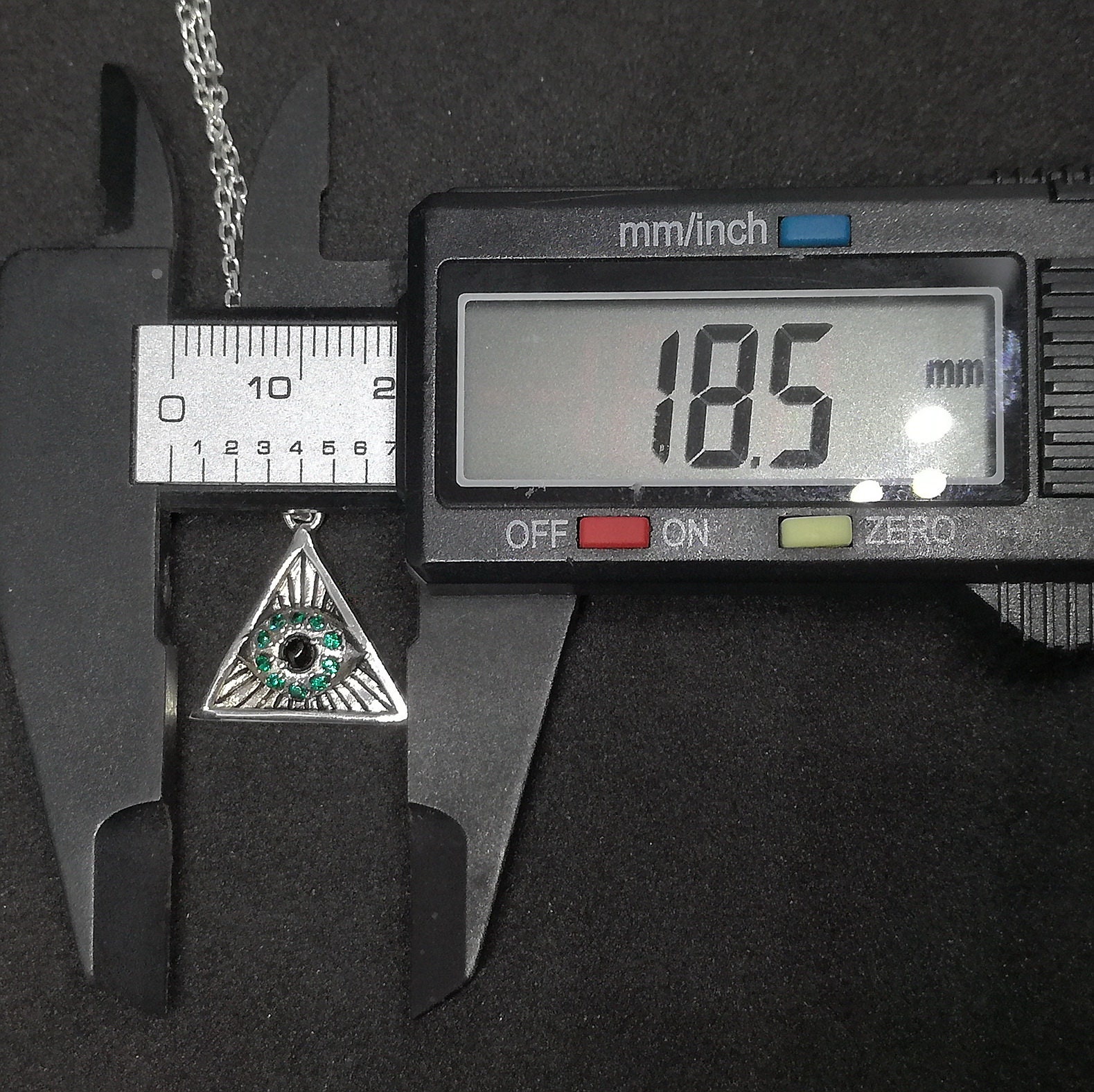 All Seeing Eye Necklace Chain Sterling Silver Pendant Black Onyx Green ...