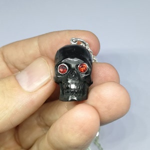 ONLY ONE Terminator Judgment Day Bone Skull Pendant Eyes Silver Red ...