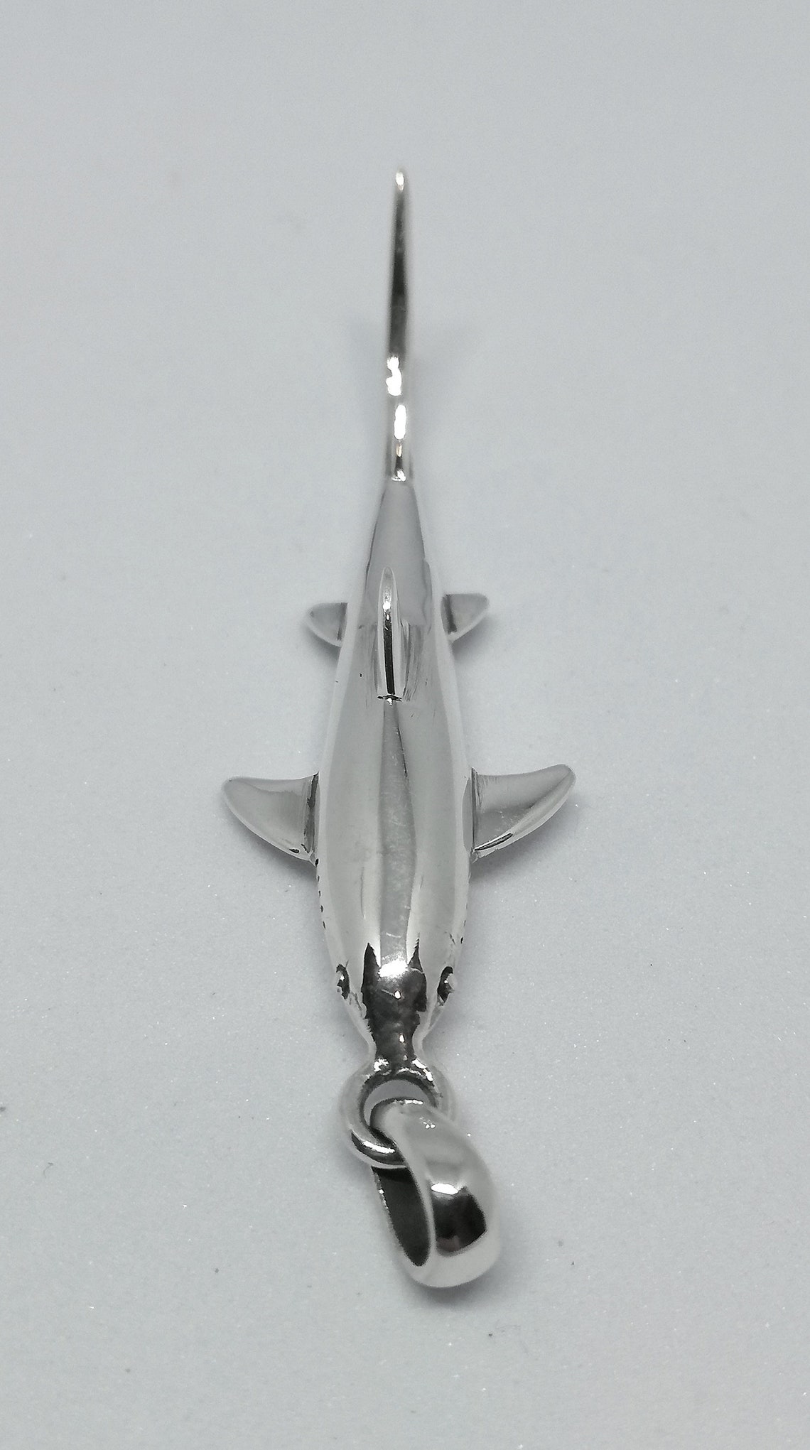 Sterling Silver Reef Shark Pendant Black Cotton Cord Includes | Etsy