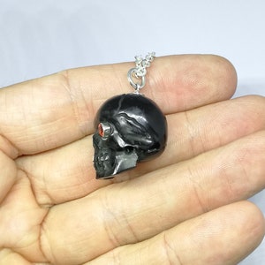 ONLY ONE Terminator Judgment Day Bone Skull Pendant Eyes Silver Red ...