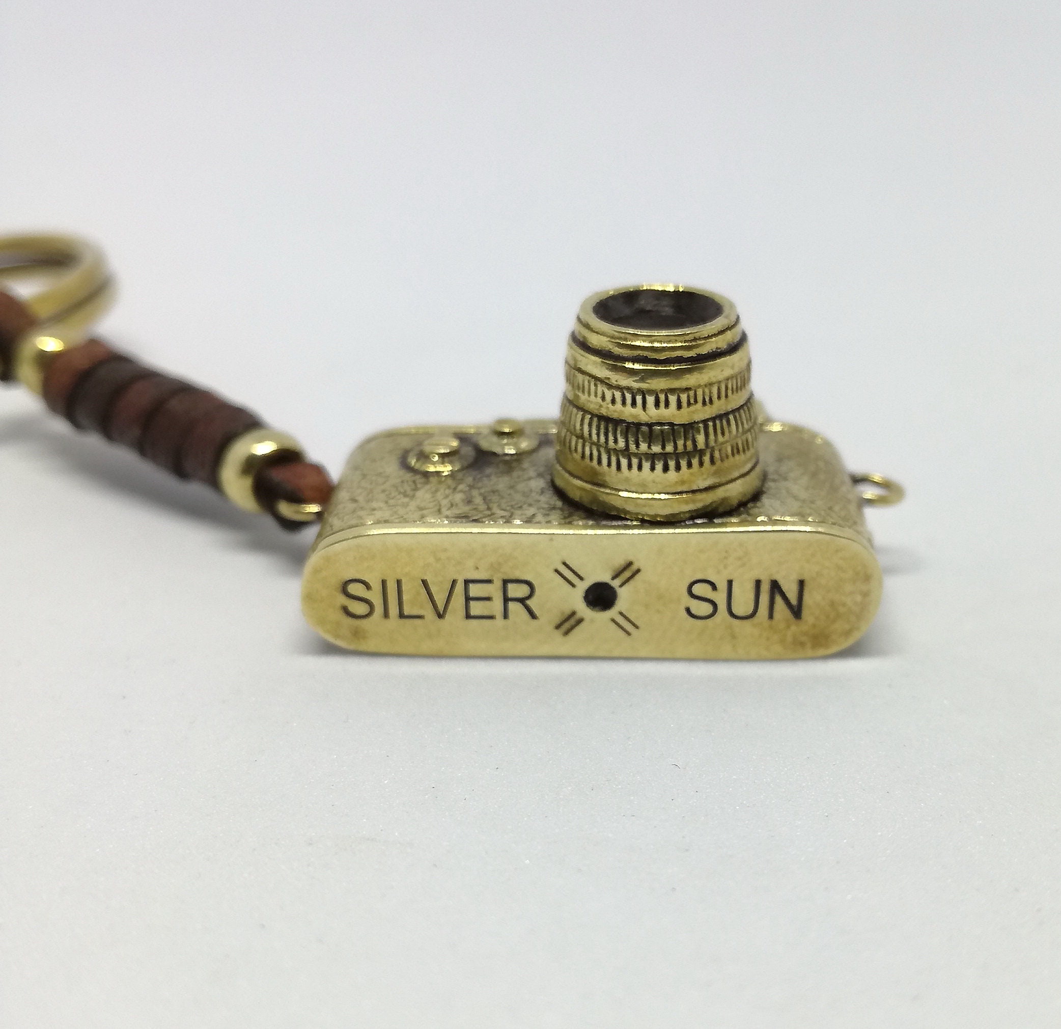 Photo Camera Leica Keychain Yellow Brass and Brown Leather - Etsy