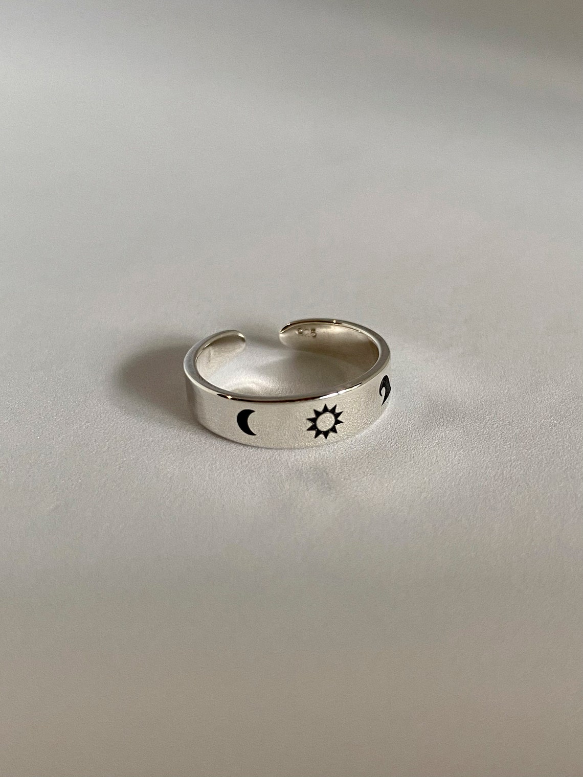 FOR FINGERS FOOT Ring Moon Sun Wave Free Size Sterling Silver - Etsy
