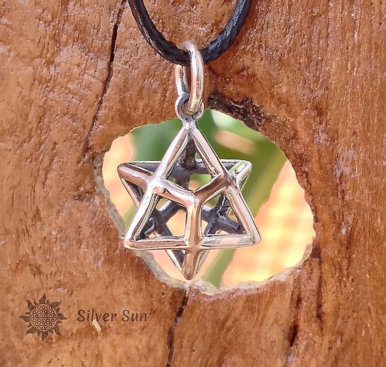 Sterling Silver Merkaba Star Sacred Geometry Necklace Pendant Nylon ...
