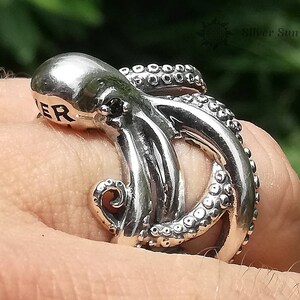 Sterling Silver Octopus Ring Eyes Black Diamonds Africa Jewelry Design ...