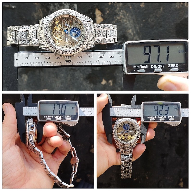 Silver Watch- Bracelet Mechanical Self-winding Stainless Clasp ...