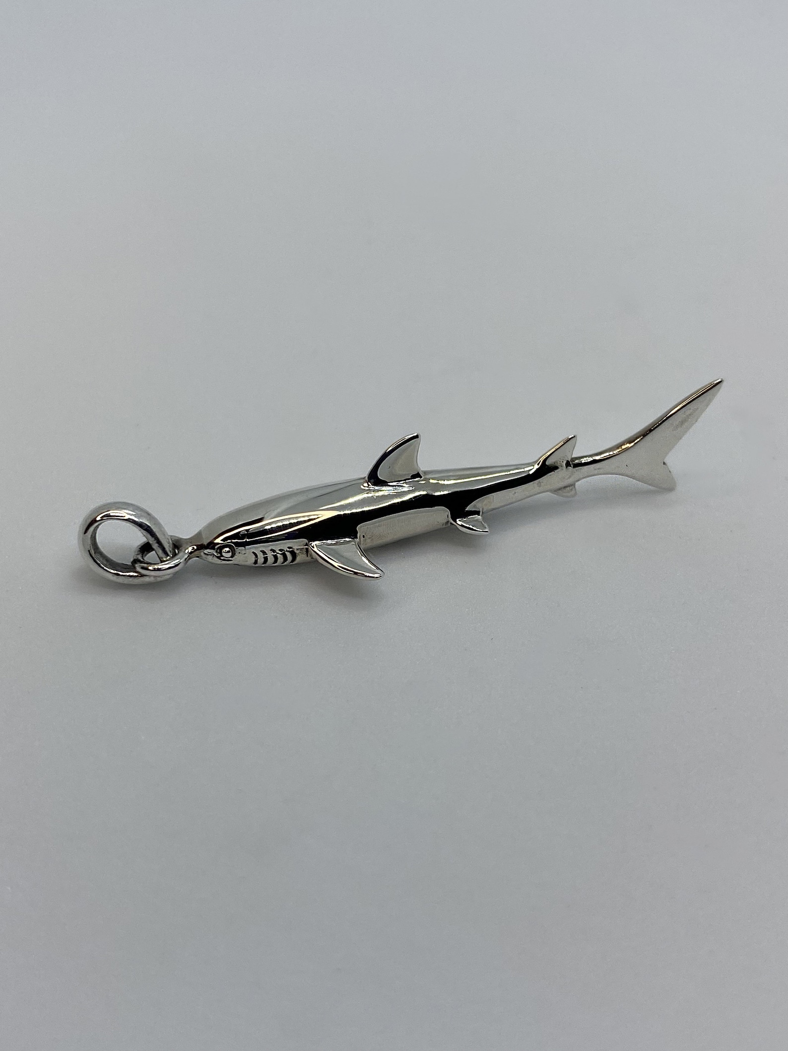Sterling Silver Reef Shark Pendant Black Cotton Cord Includes - Etsy UK