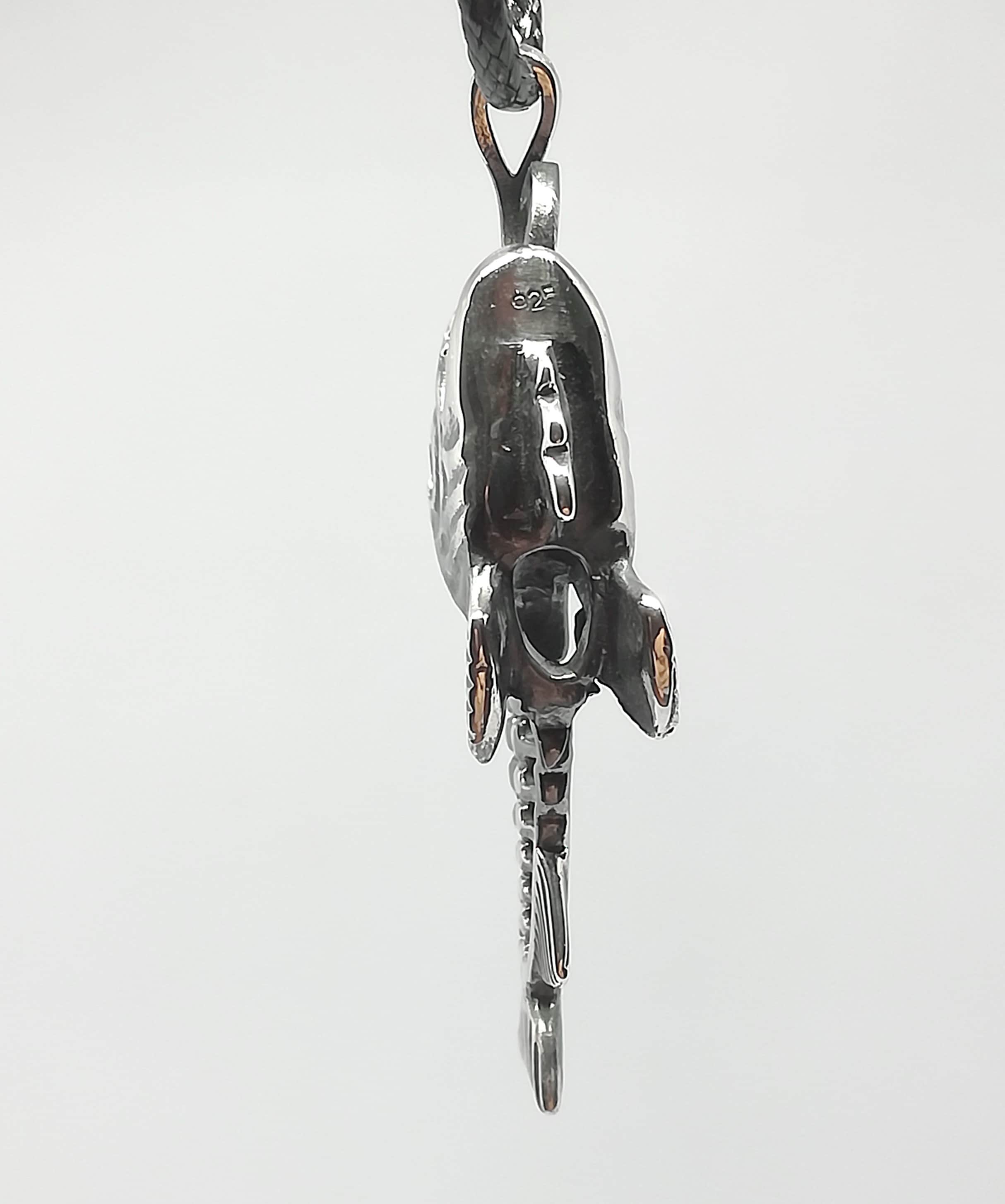 Pendant Barracuda Skeleton Fish Sterling Silver Blue Sapphire Necklace ...