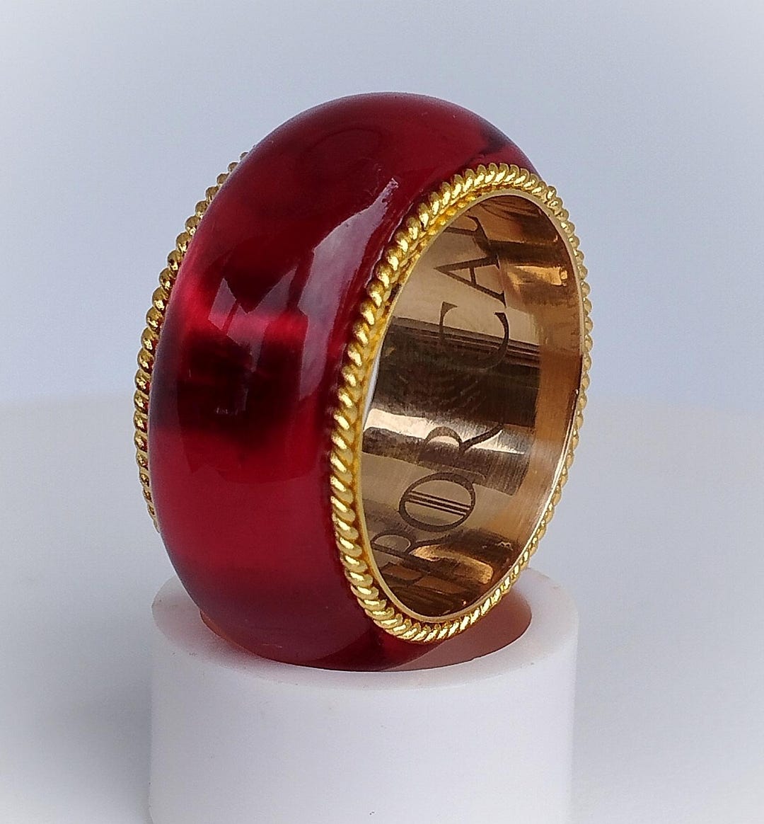 Emperor Caligula Unique Ring Yellow Gold 18K Blood Ruby Obsidian Stone ...