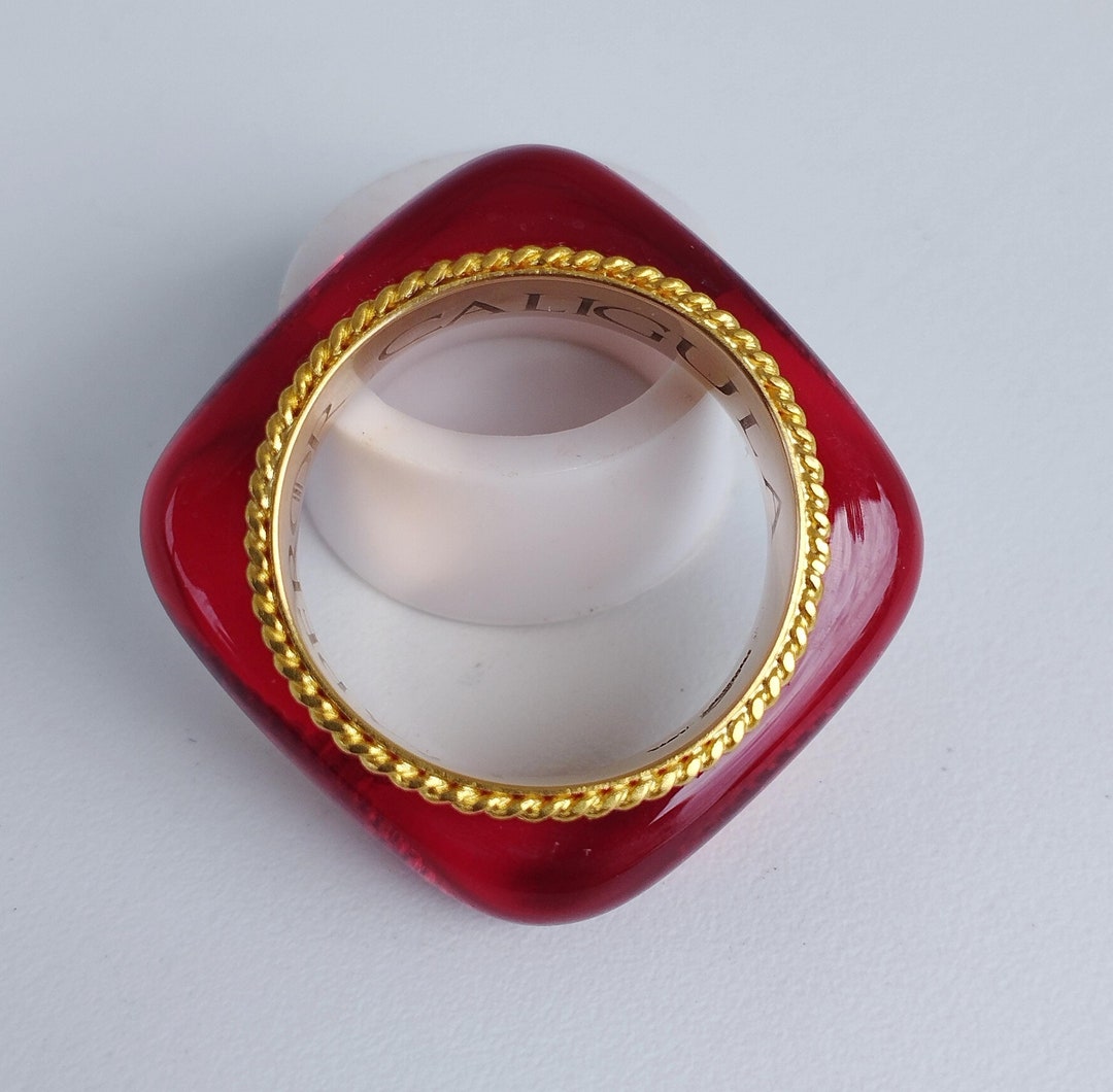 Emperor Caligula Unique Ring Yellow Gold 18K Blood Ruby Obsidian Stone ...