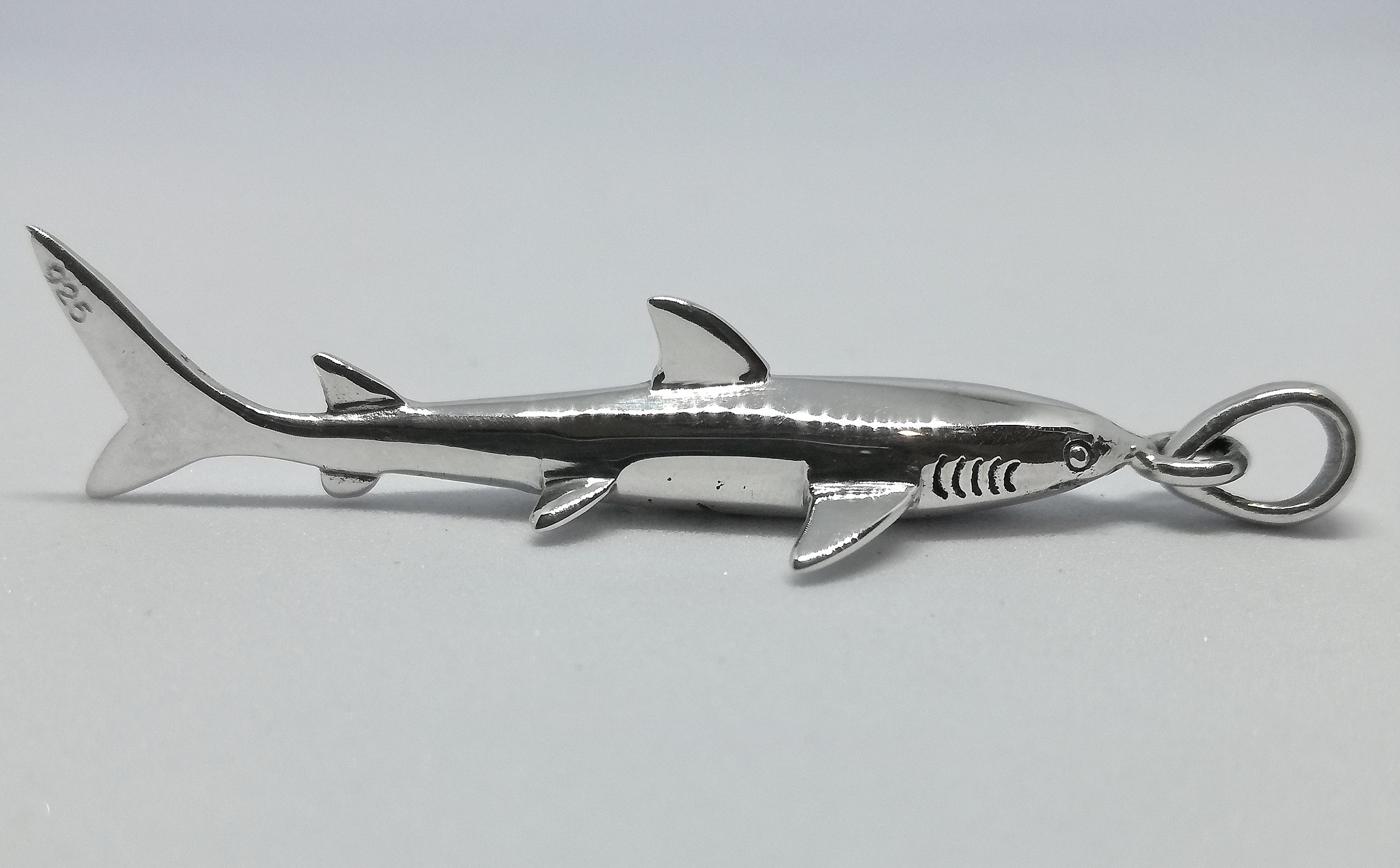 Sterling Silver Reef Shark Pendant Black Cotton Cord Includes | Etsy