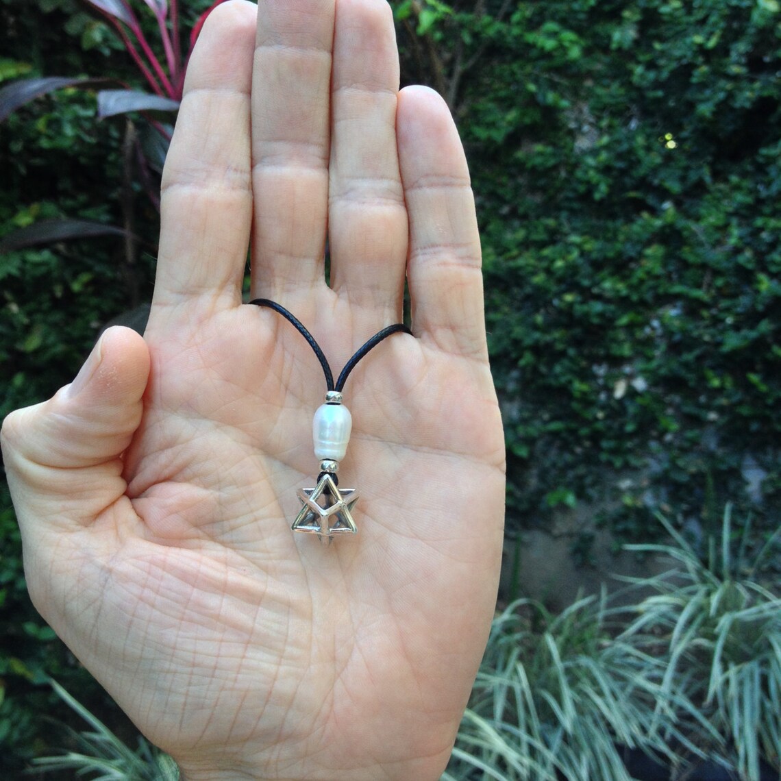 Sterling Silver Merkaba Star Sacred Geometry Natural White Pearl ...