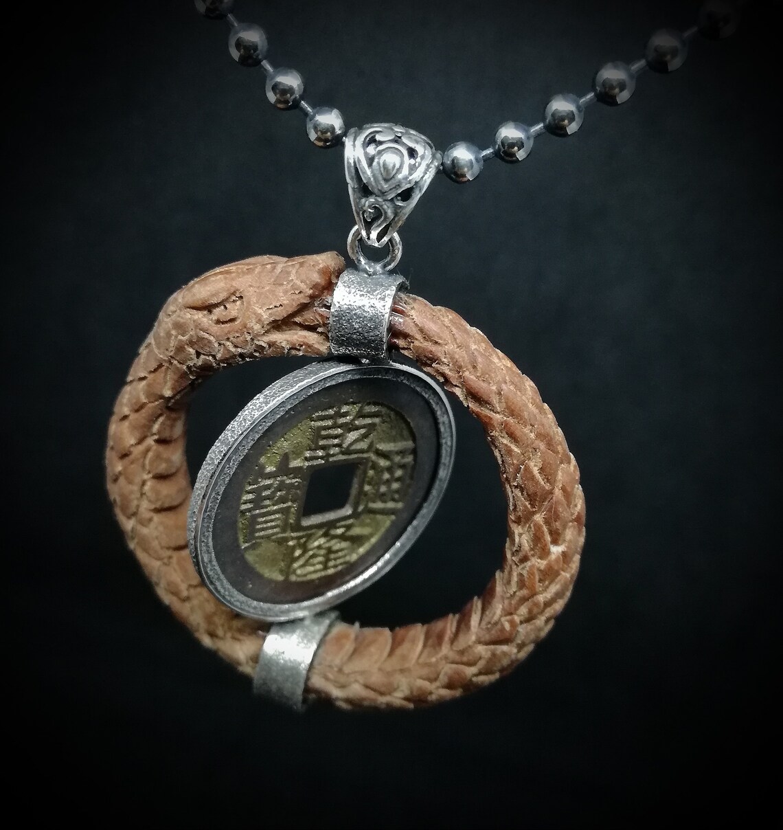 Amulet Pendant Uroboros King-wood Ancient Chinese Coin About | Etsy