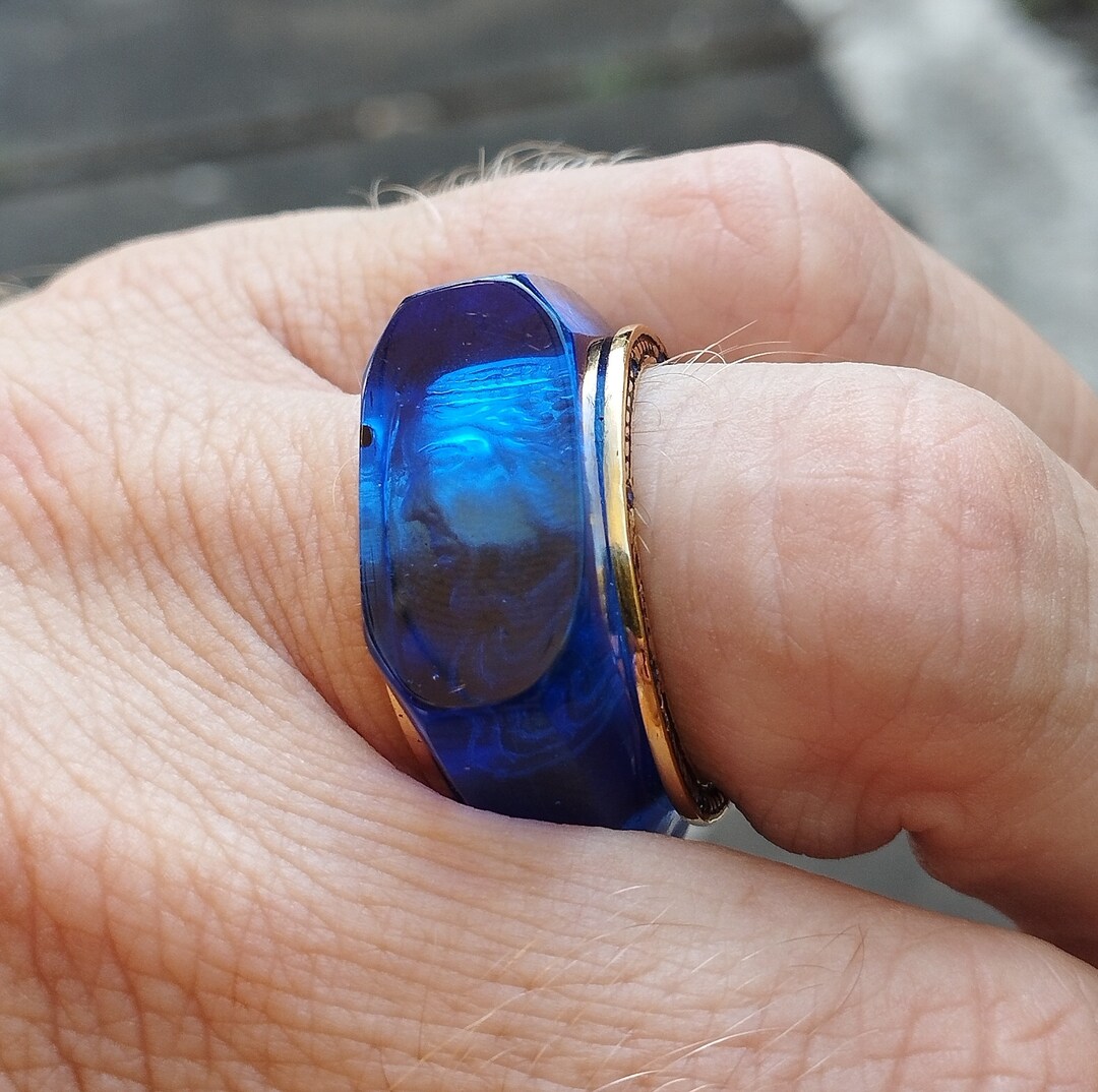 ONLY ONE Emperor Caligula Ring Yellow Gold 22K Blue Obsidiancolor Color ...
