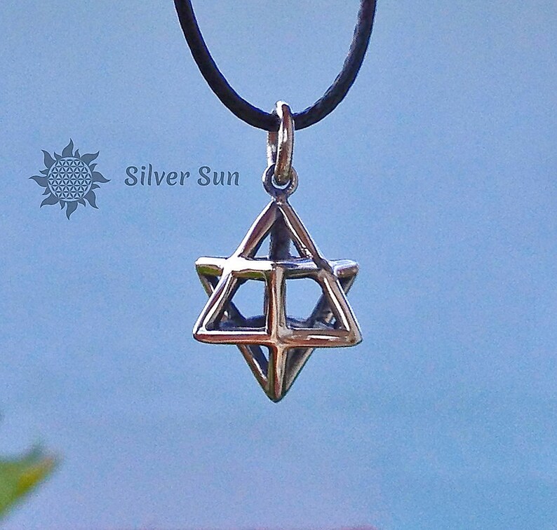 Sterling Silver Merkaba Star Sacred Geometry Necklace Pendant Nylon ...