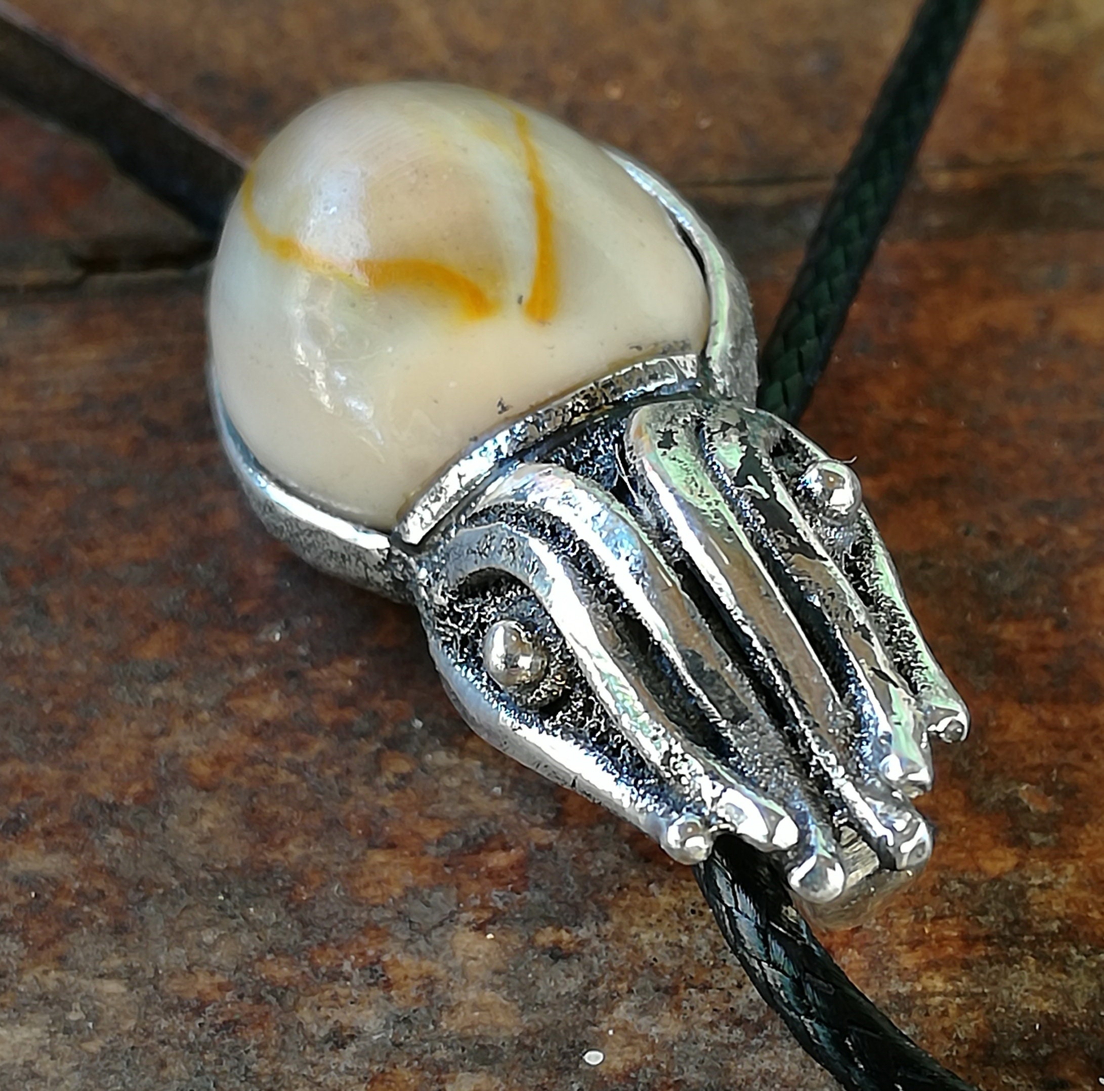 Cuttlefish Pendant Shell Sterling Silver Necklace Black Nylon | Etsy