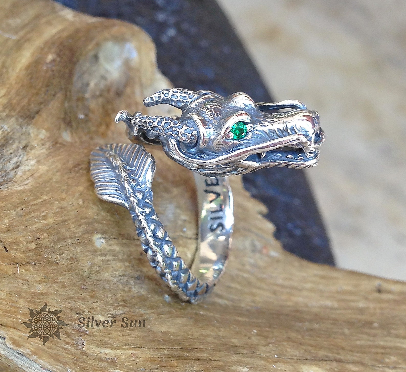Sterling Silver Dragon Ring Eyes Multi-colored Zircons Jewelry | Etsy