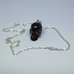 ONLY ONE Terminator Judgment Day Bone Skull Pendant Eyes Silver Red ...