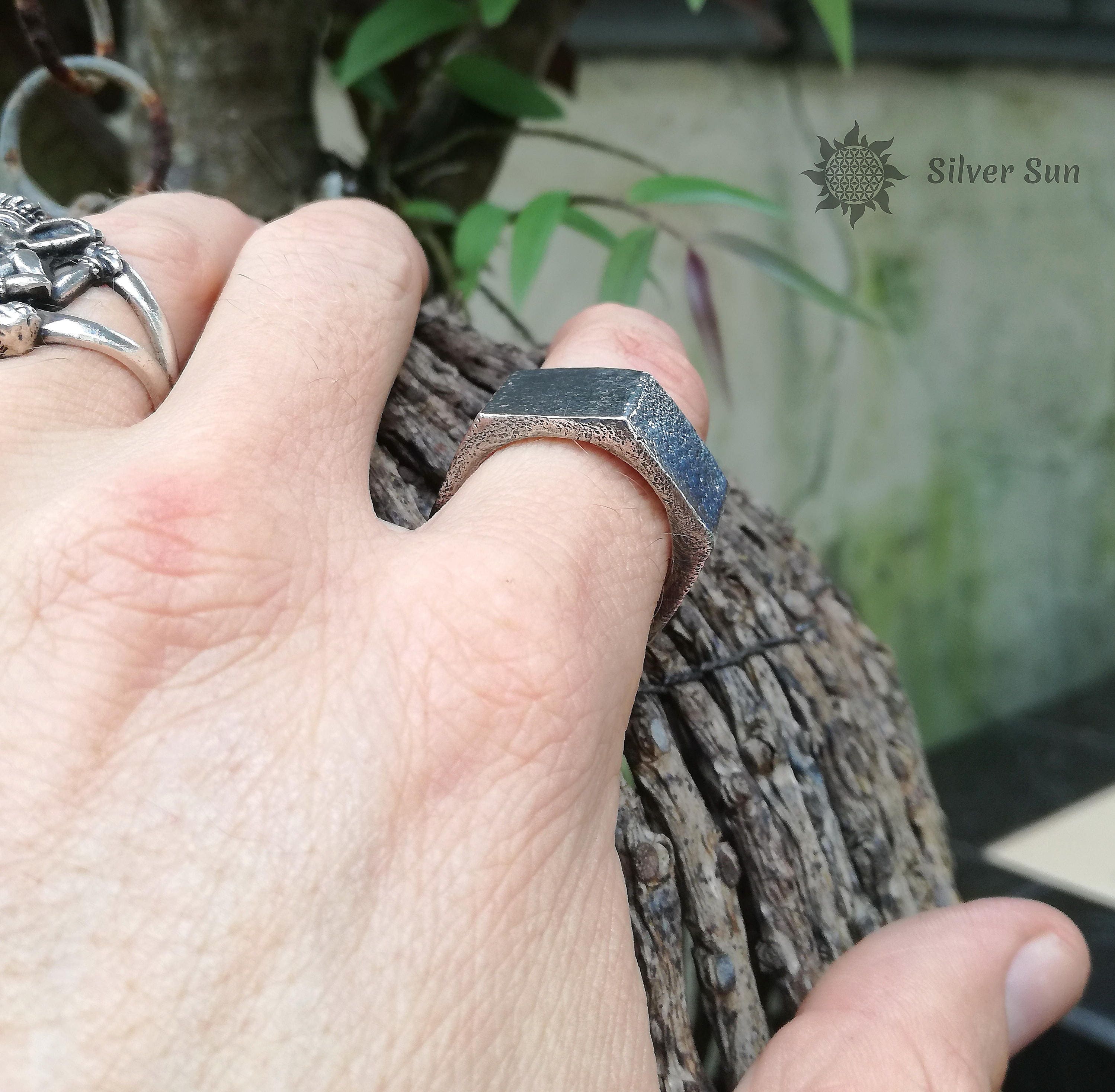 Old Techno Style Ring - Nut Sterling Silver Includes Branded Packaging ...