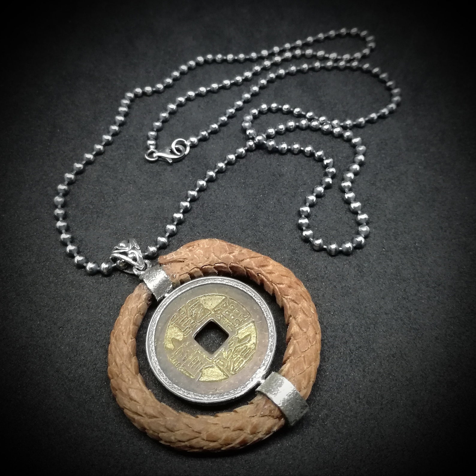 Amulet Pendant Uroboros King-wood Ancient Chinese Coin About - Etsy