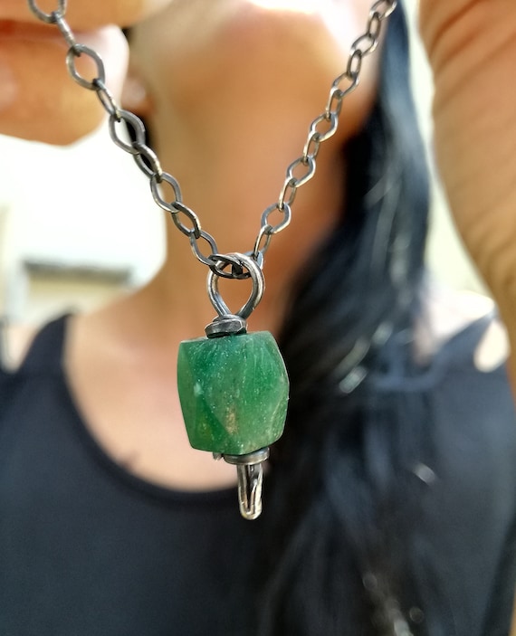 Old Antique Style Sterling Silver Chain Ancient Glass Bead | Etsy