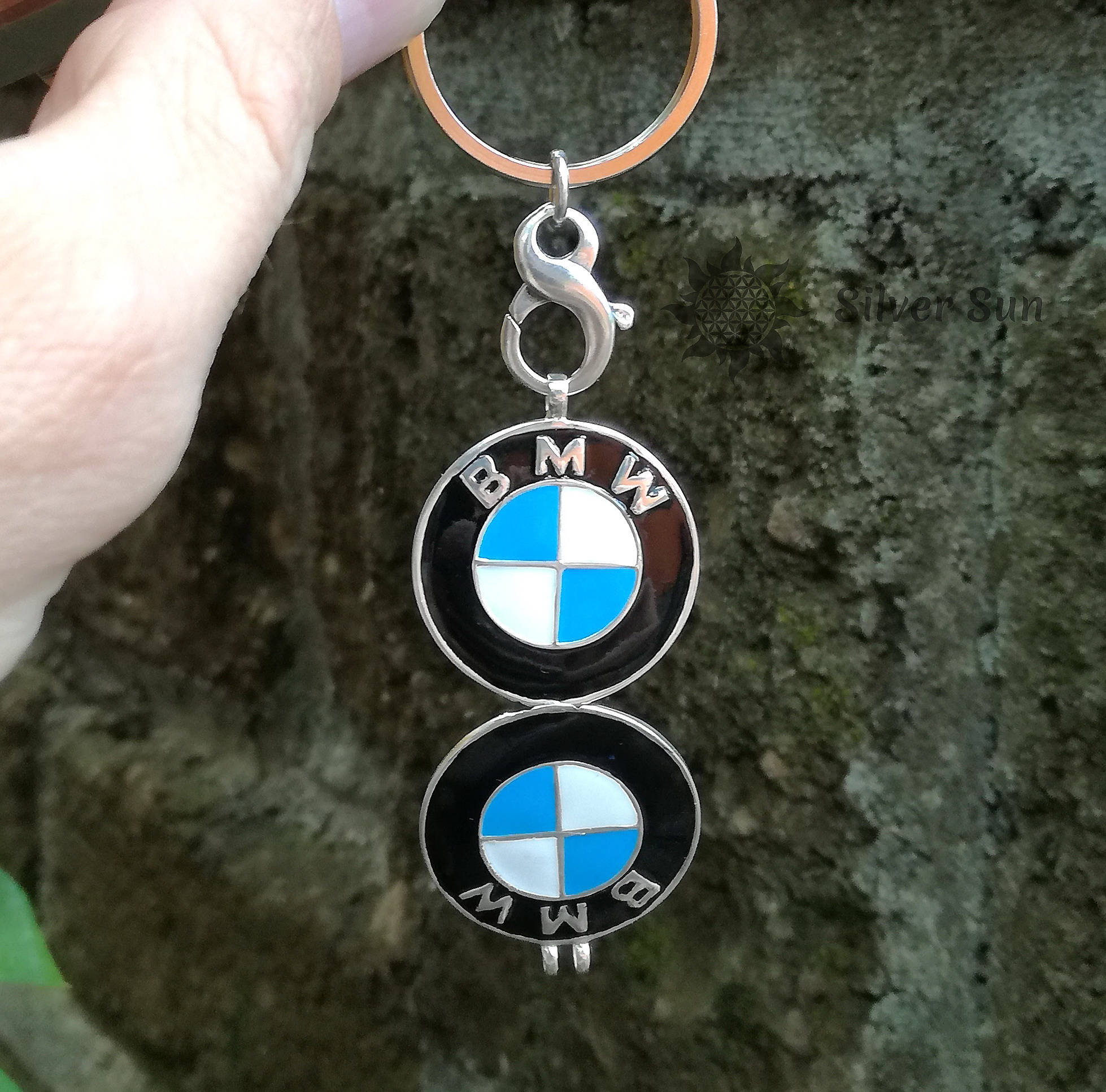 Keychain BMW With Secret It Opens Sterling Silver Enamel Steel Ring ...