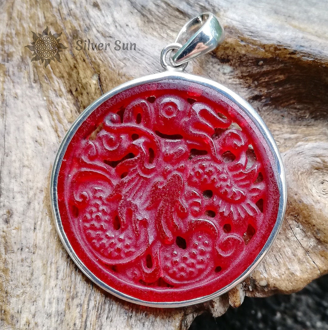 Red Dragon Pendant Carnelian Sterling Silver Jewelry Design Silver Sun ...